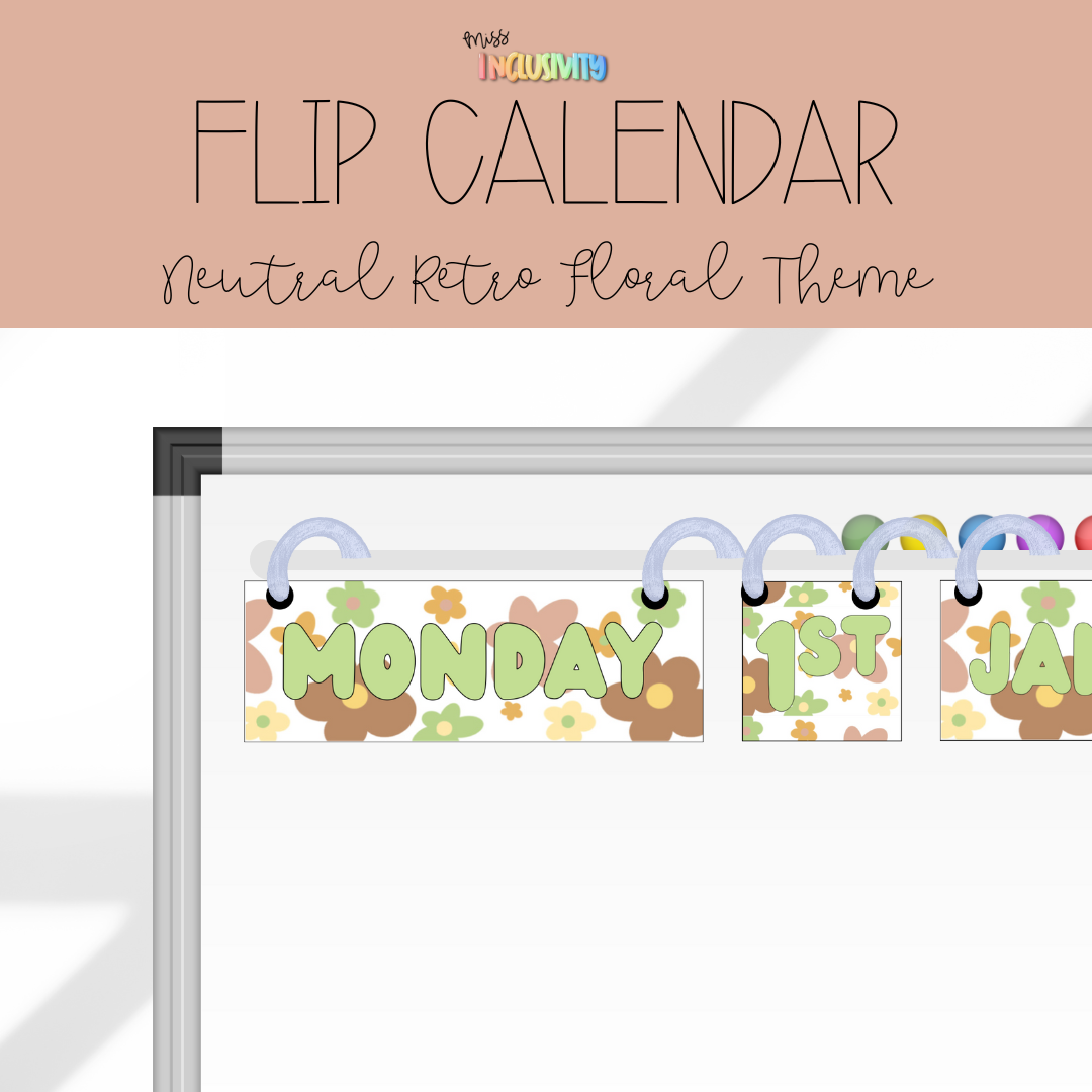[Editable] Neutral Retro Floral Flip Calendar – The Inclusivity Hub