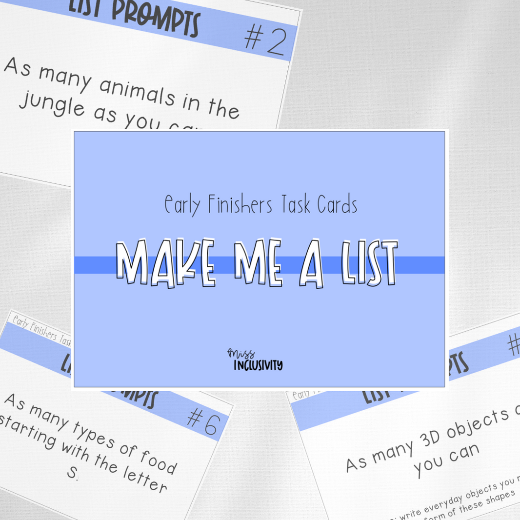 Early Finishers Task Cards – Page 2 – The Inclusivity Hub